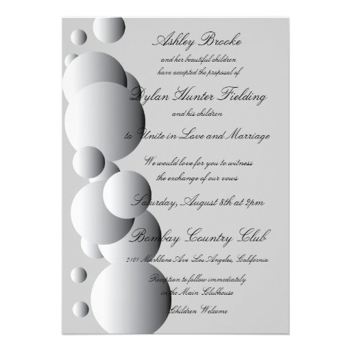 Steel Bubbles Blended Family Wedding Personalized Invitations