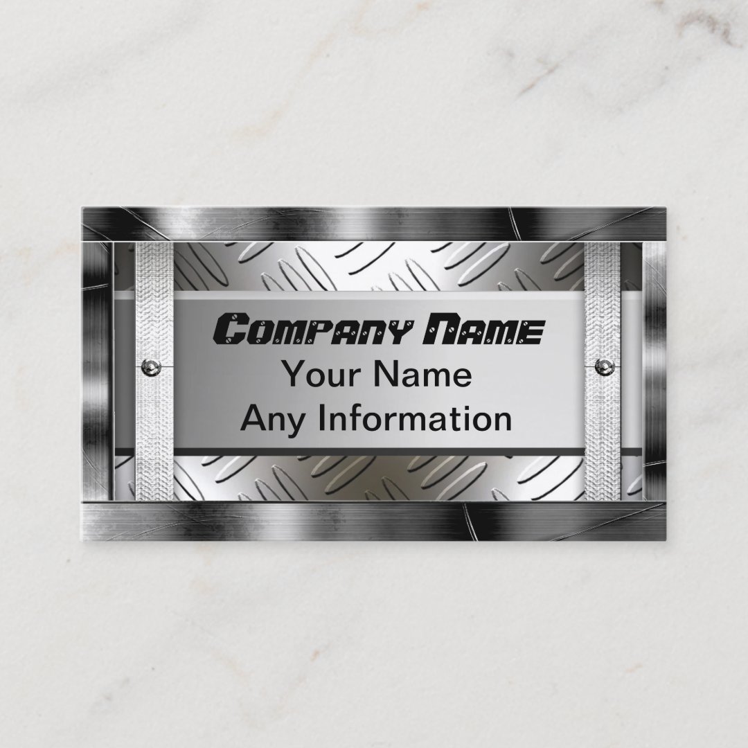Steel Diamond Pattern Metal Look Business Card | Zazzle