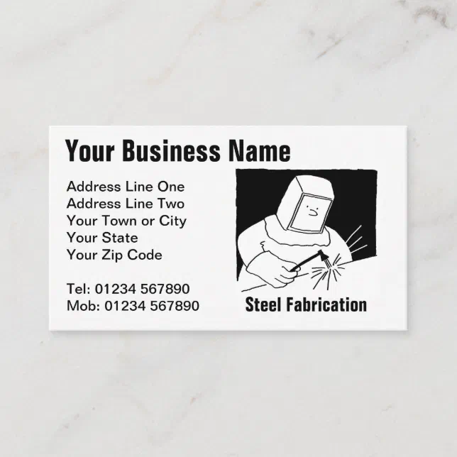 Steel Fabrication Cartoon Business Card | Zazzle