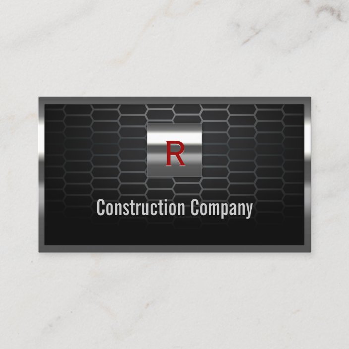 Steel Grids Monogram Construction Business Card | Zazzle.com