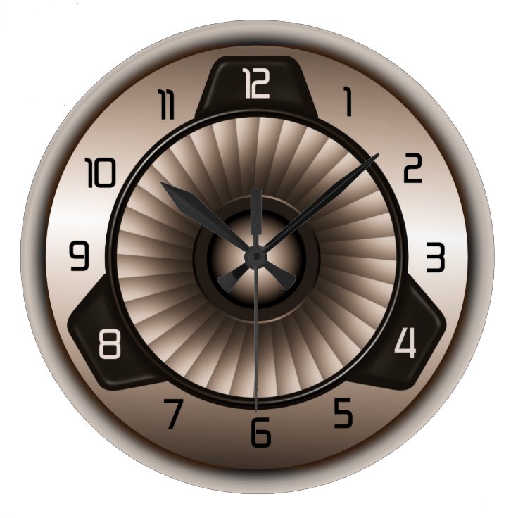 Steel Jet Engine Aviation Large Round Wall Clocks | Zazzle