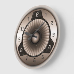 Steel Jet Engine Aviation Large Round Wall Clocks | Zazzle