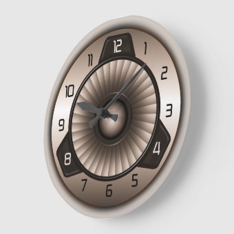 Steel Jet Engine Aviation Large Round Wall Clocks | Zazzle