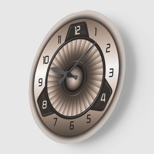 Steel Jet Engine Aviation Large Round Wall Clocks | Zazzle