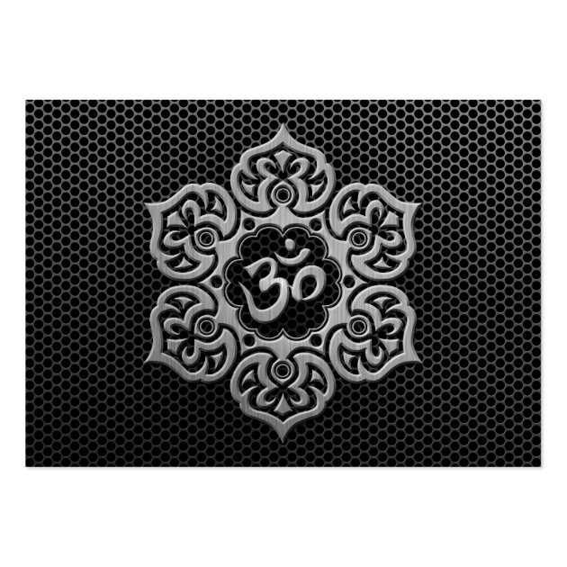 Steel Mesh Floral Om Business Card Templates