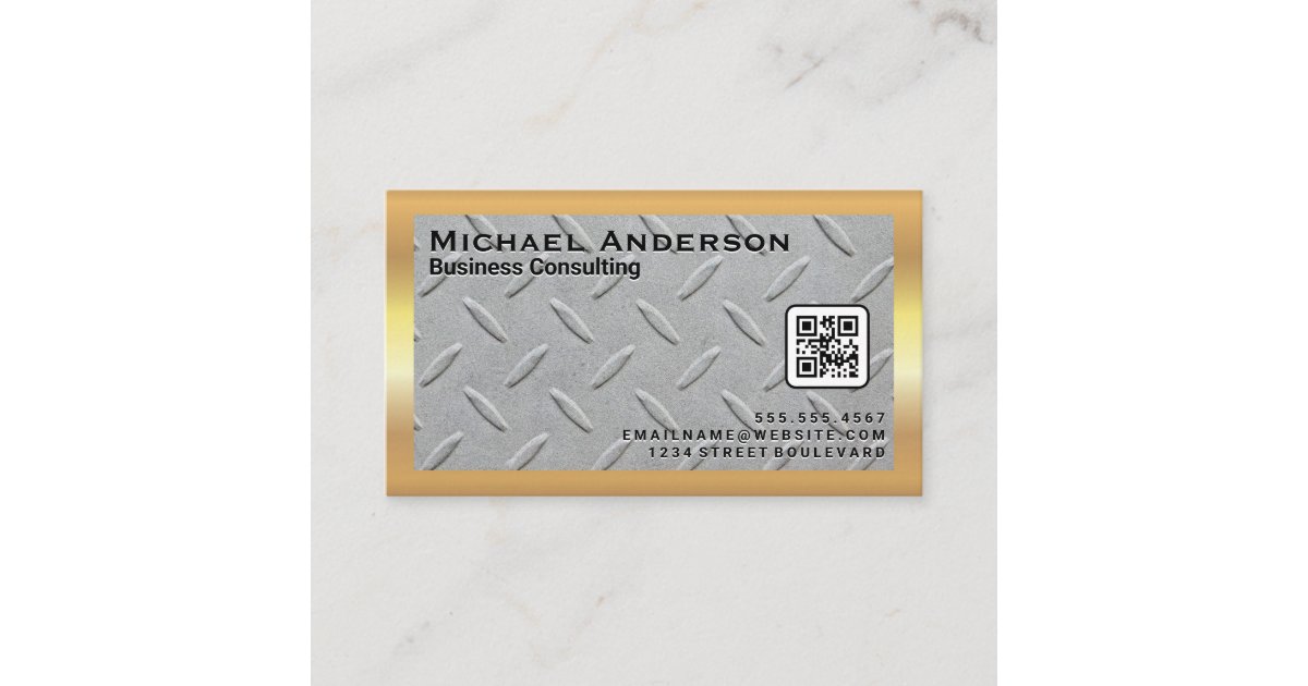 Steel Metal Plate | QR Code Business Card | Zazzle