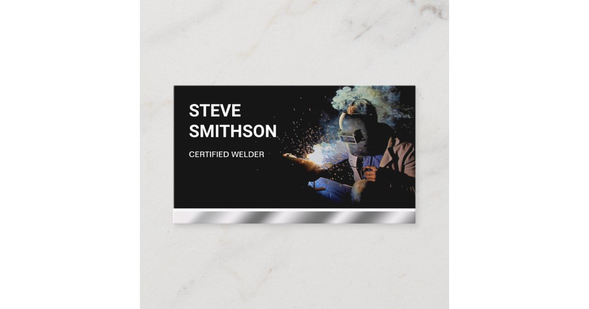 Steel Metallic Metal Works Welding Service Welder Business Card | Zazzle
