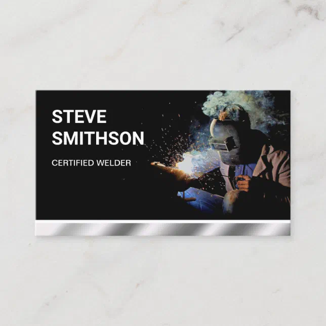Steel Metallic Metal Works Welding Service Welder Business Card | Zazzle