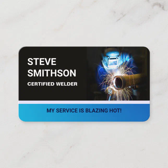 Steel Metallic Metal Works Welding Service Welder Business Card | Zazzle