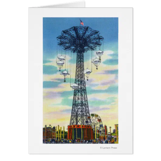 Steeplechase Park Parachute Jump Daytime Scene | Zazzle