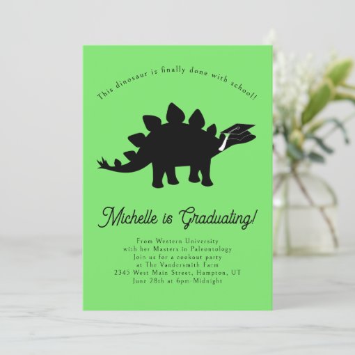 Stegosaurus Dinosaur Dino Graduation Party Invitation | Zazzle