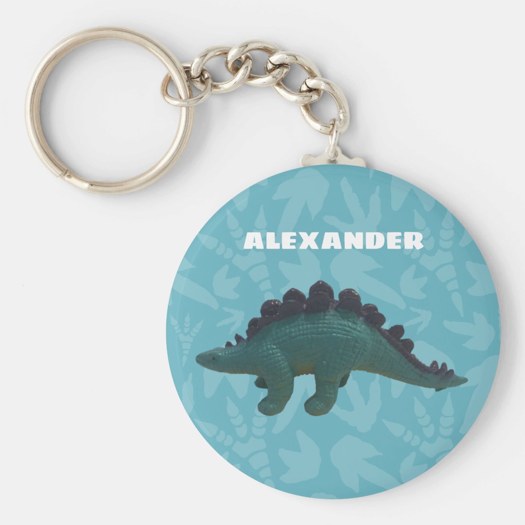 Stegosaurus Toy Dinosaur Blue and Green Keychain | Zazzle