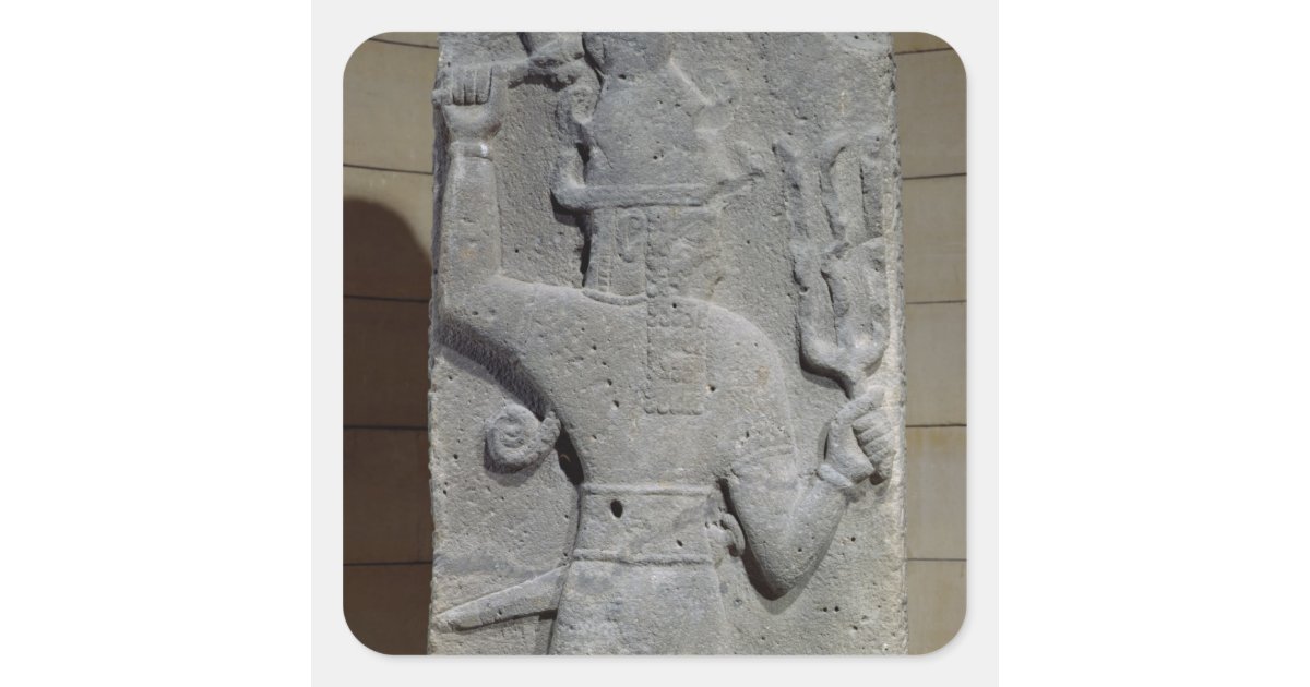 Stela of Teshub, Syrian storm god Square Sticker | Zazzle