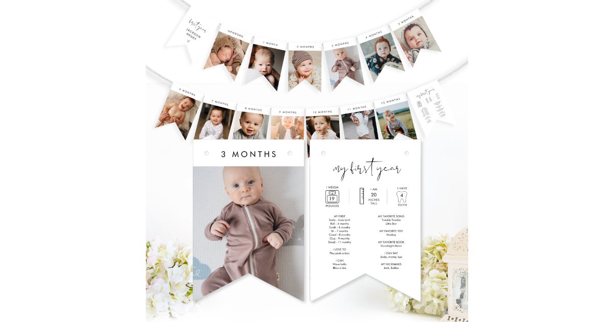 STELLA Baby First Year Monthly Photo Banner | Zazzle