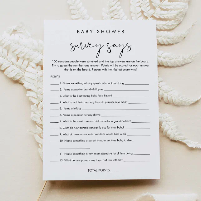 STELLA Baby Shower Survey Says Game Card | Zazzle
