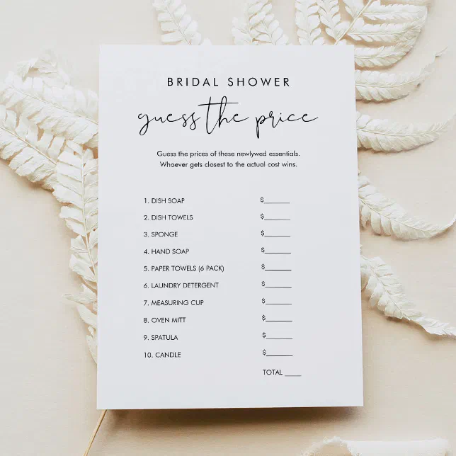 STELLA Guess the Right Price Bridal Shower Game Invitation | Zazzle