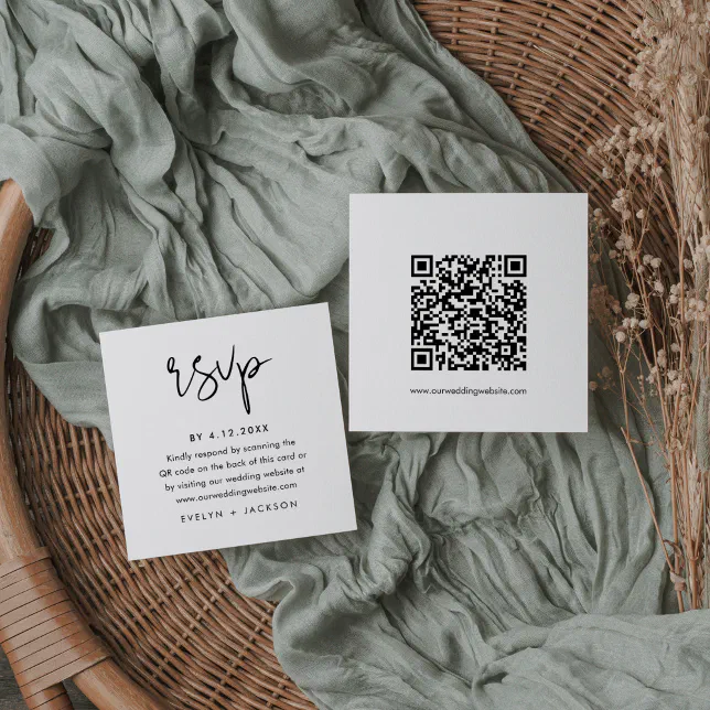 STELLA Minimalist RSVP Card, QR Code Insert | Zazzle