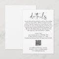 STELLA Minimalist Wedding Details QR Code 3.5x5 Enclosure Card | Zazzle