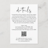 STELLA Minimalist Wedding Details QR Code 3.5x5 Enclosure Card | Zazzle