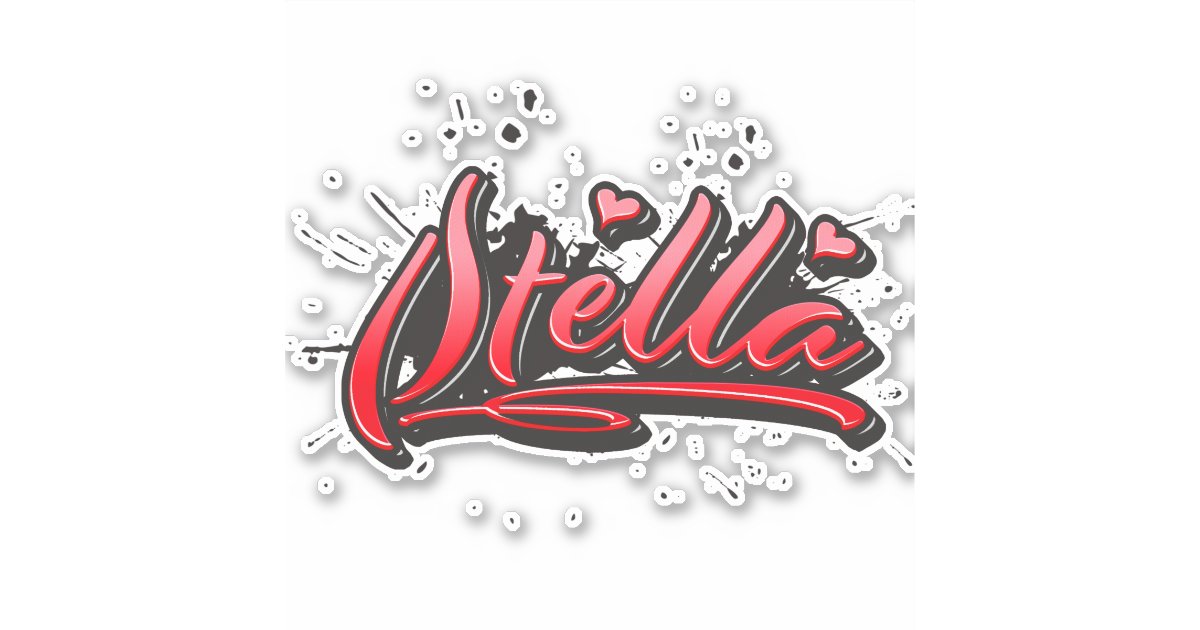 Stella red Heart Graffiti Sticker | Zazzle