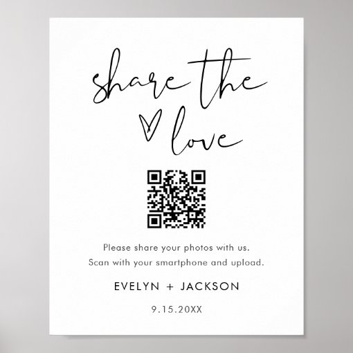 STELLA Share the Love Wedding Photo QR Code Poster | Zazzle