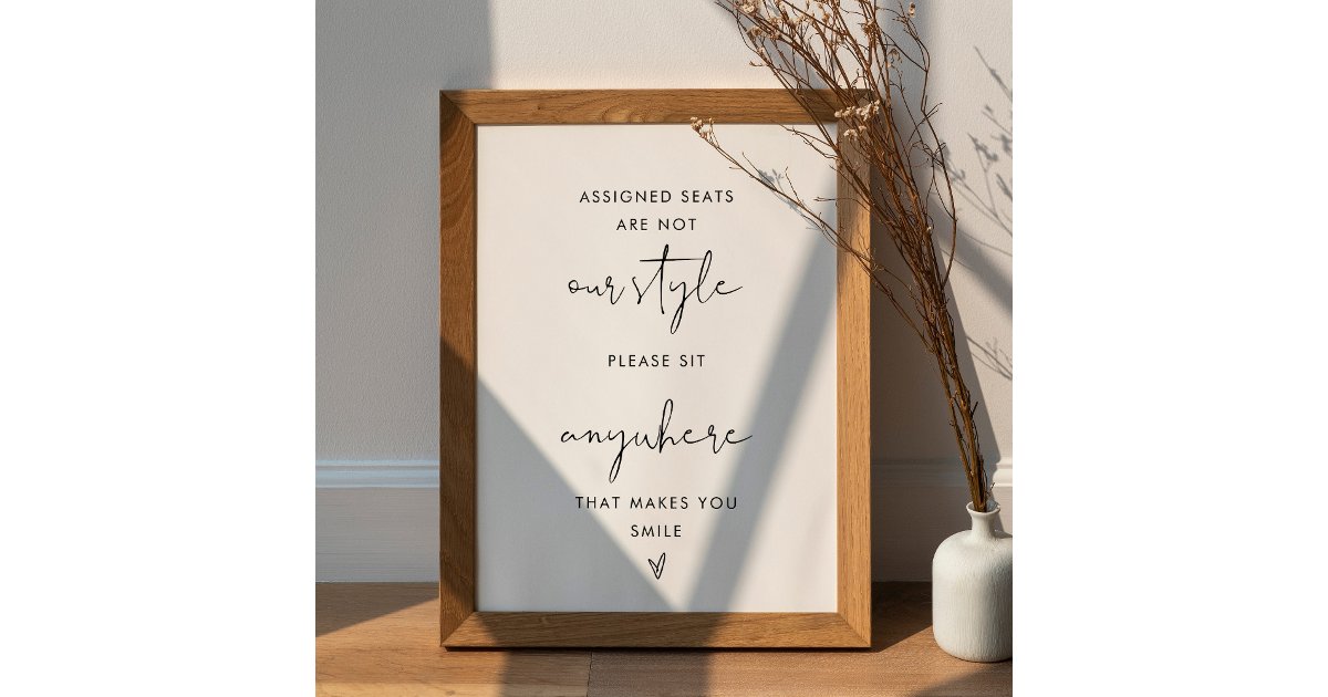 STELLA Sit Anywhere, No Assigned Seat Wedding Poster | Zazzle