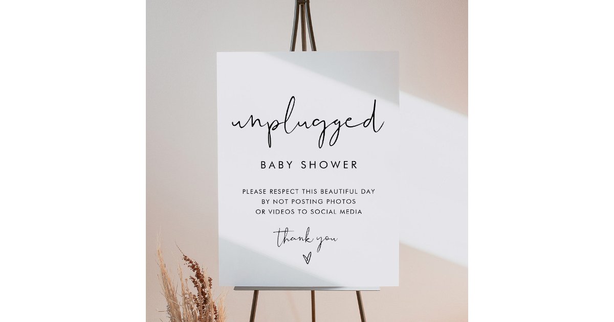 STELLA Unplugged Baby Shower Sign Foam Board | Zazzle