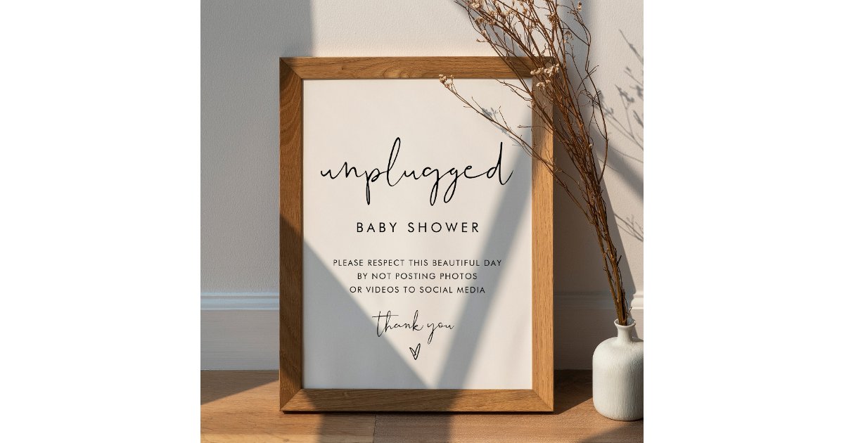 STELLA Unplugged Baby Shower Sign Poster | Zazzle