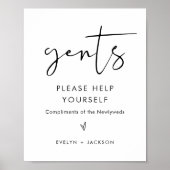 STELLA Wedding Mens Bathroom Basket Goodies Sign | Zazzle