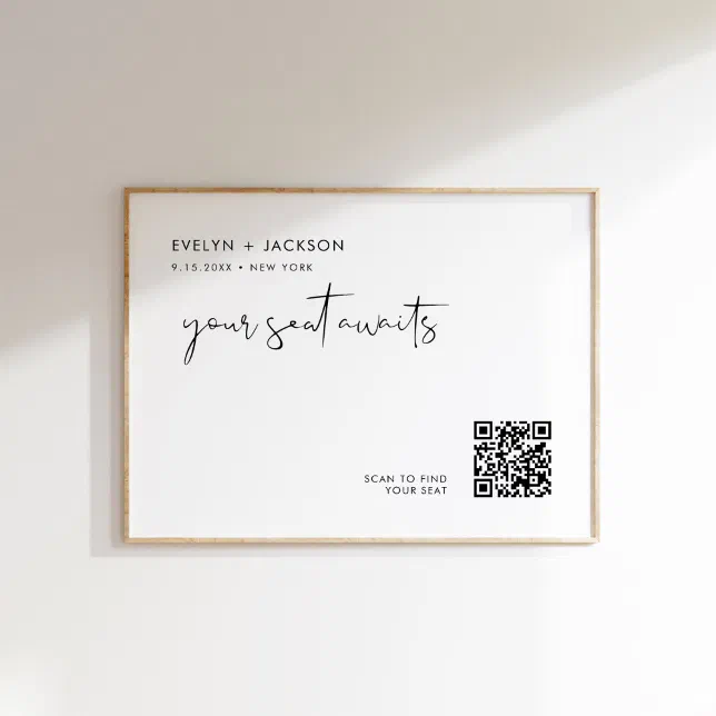 STELLA Wedding Seating Chart QR Code Sign | Zazzle