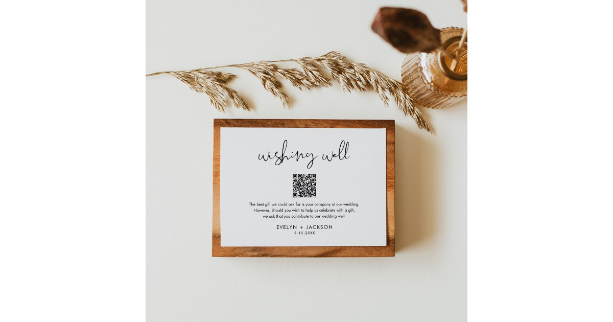 STELLA Wedding Wishing Well QR Code Honeymoon Fund Enclosure Card | Zazzle