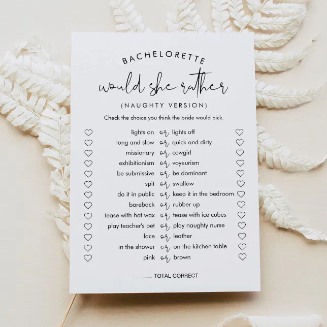 Stella Would She Rather Naughty Bachelorette Game Invitation Zazzle