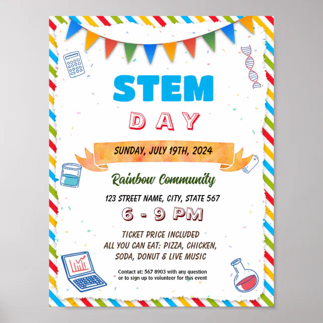 Stem day school event flyer poster | Zazzle