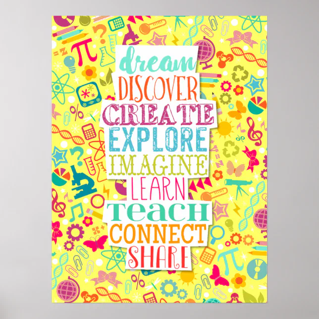 STEM Girls Rock Inspiration Yellow Poster | Zazzle