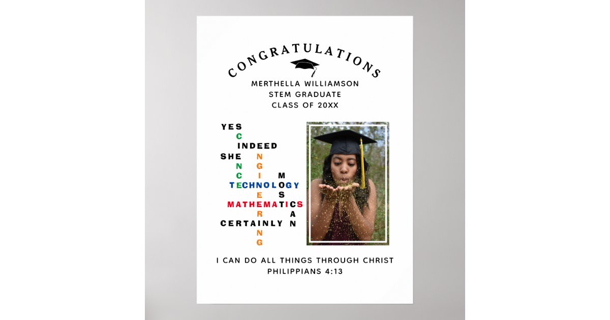 STEM Graduate YES SHE CAN Congrats Poster | Zazzle