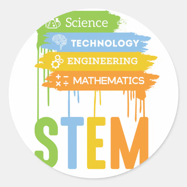 STEM Science Technology Engineering Math School Classic Round Sticker ...