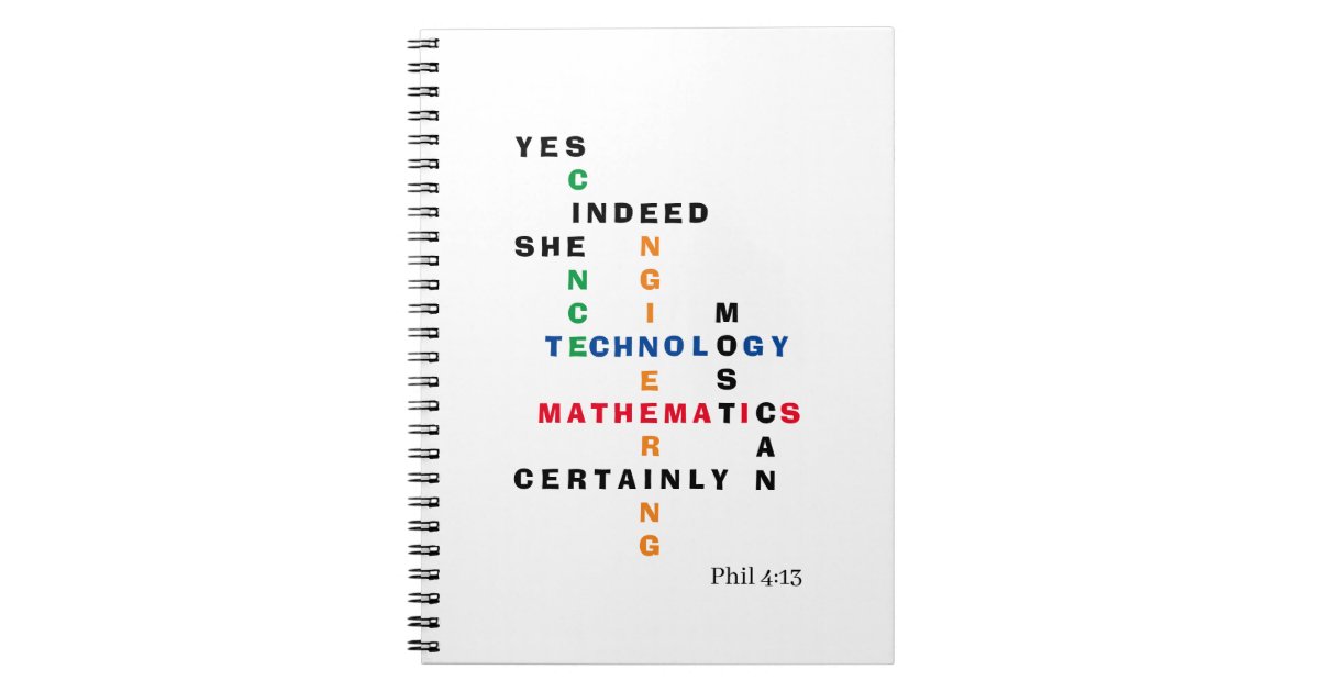 STEM Yes Indeed She Can Motivational Notebook | Zazzle