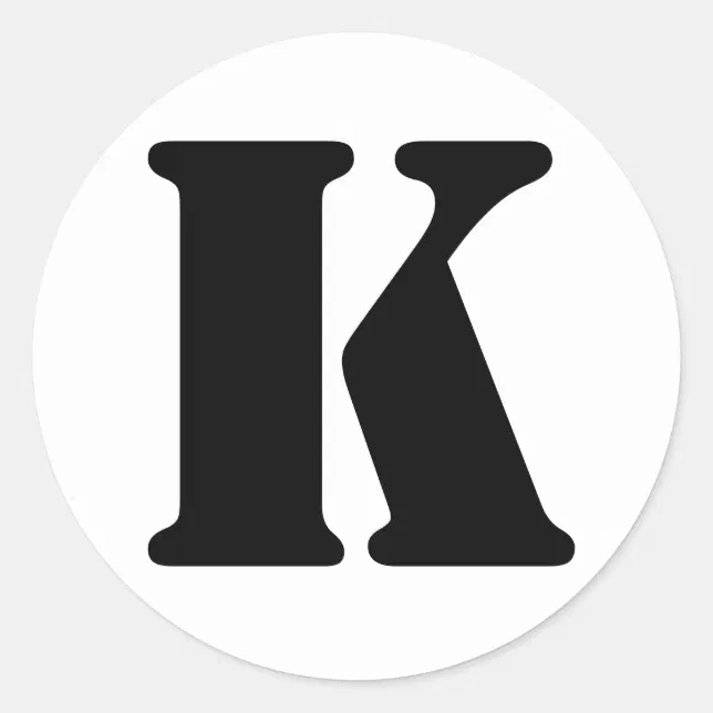 Stencil Alphabet by Janz Letter K White Classic Round Sticker | Zazzle