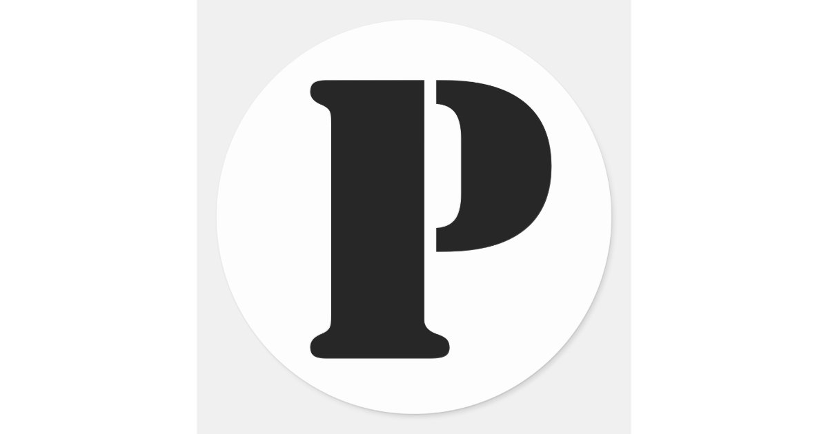 Stencil Alphabet by Janz Letter P White Classic Round Sticker | Zazzle