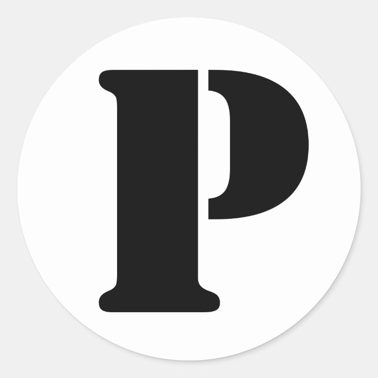 Stencil Alphabet by Janz Letter P White Classic Round Sticker | Zazzle