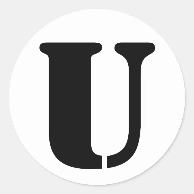 Stencil Alphabet by Janz Letter U White Classic Round Sticker | Zazzle