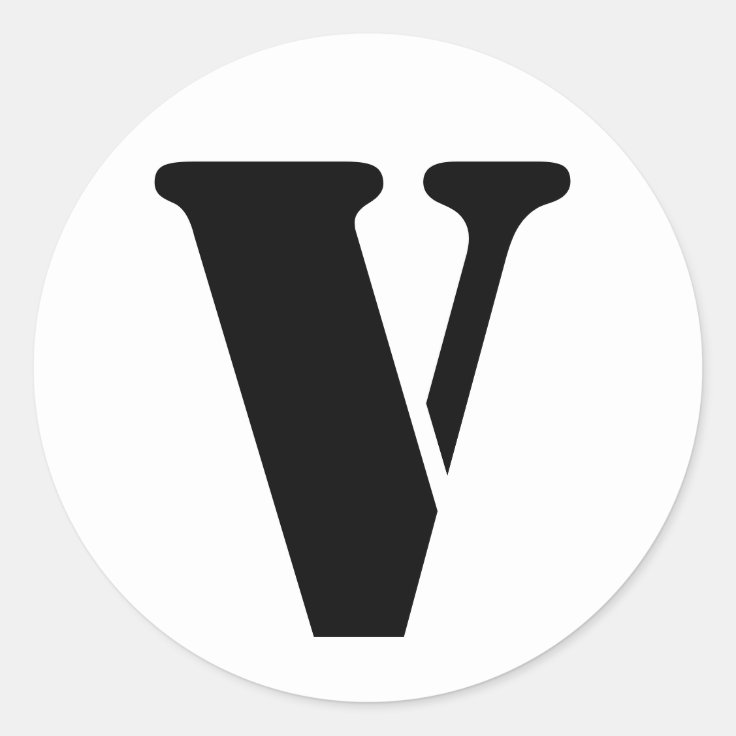 Stencil Alphabet by Janz Letter V White Classic Round Sticker | Zazzle