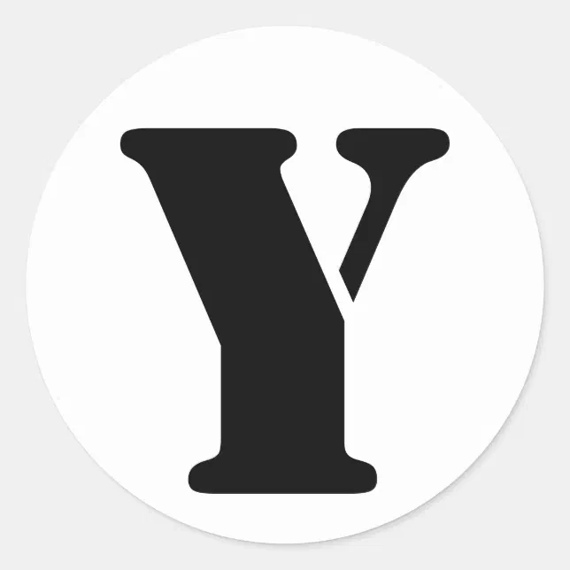 Stencil Alphabet by Janz Letter Y White Classic Round Sticker | Zazzle