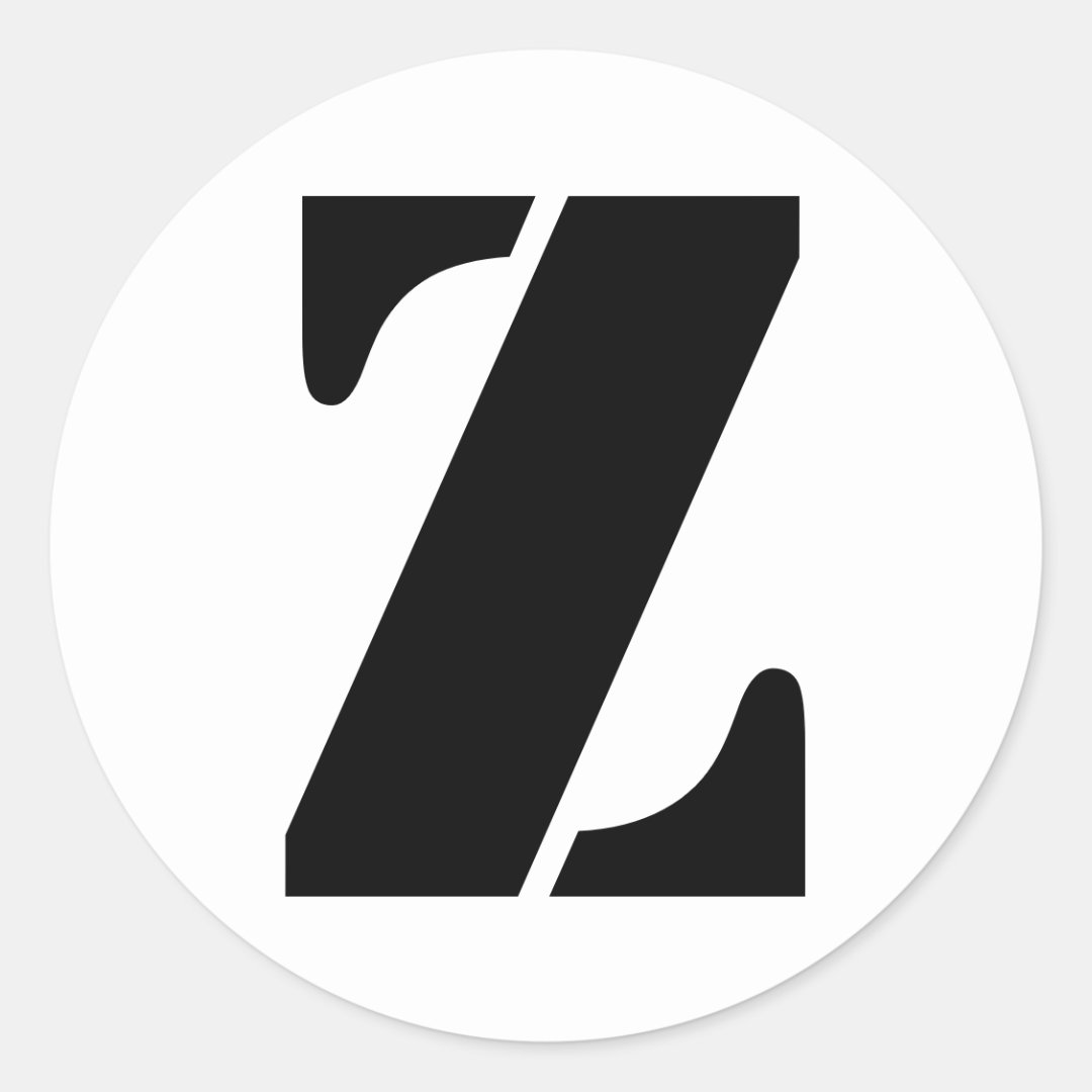 Stencil Alphabet by Janz Letter Z White Classic Round Sticker | Zazzle