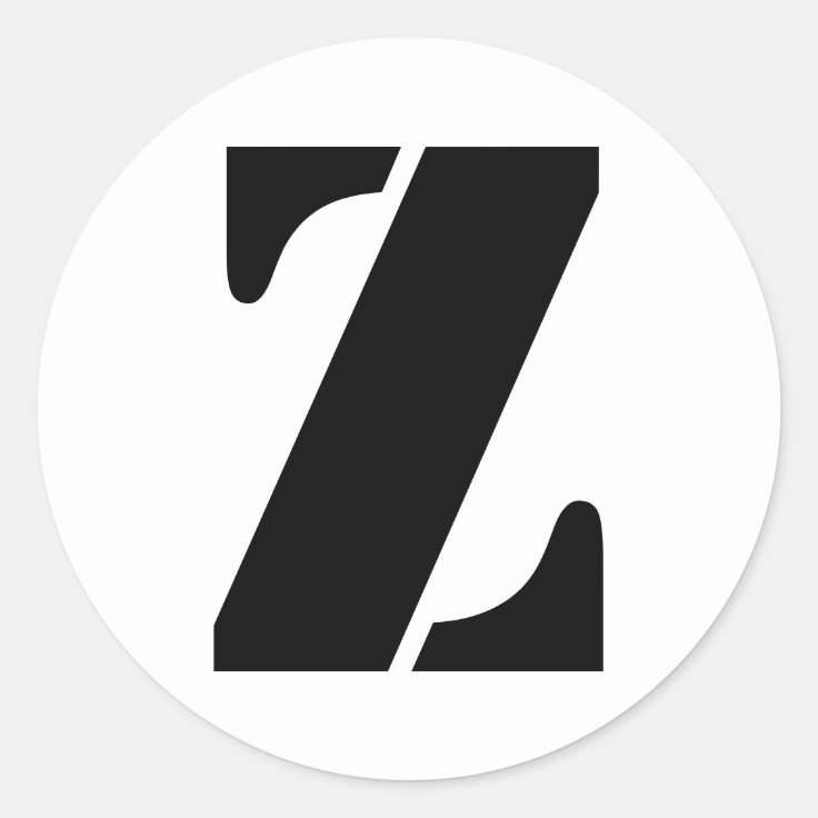 Stencil Alphabet by Janz Letter Z White Classic Round Sticker | Zazzle