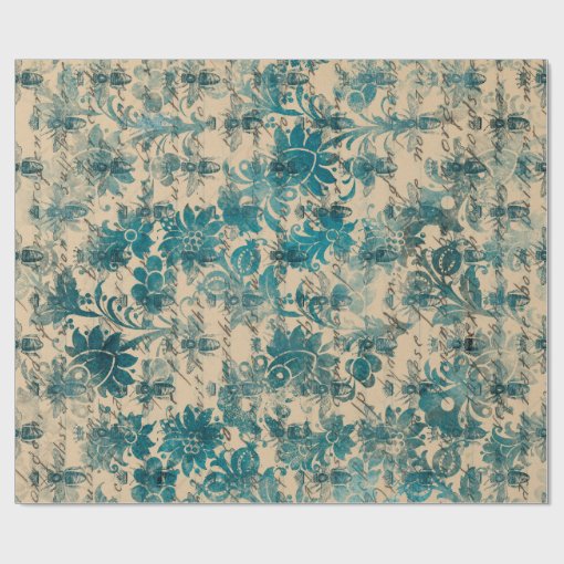 Stencil Flowers, Bees and Writing on Tan Wrapping Paper | Zazzle