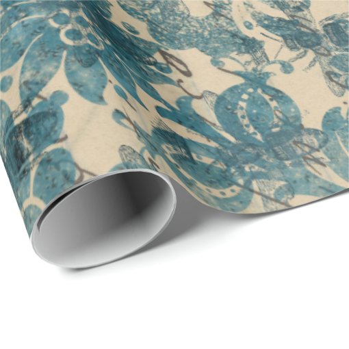 Stencil Flowers, Bees and Writing on Tan Wrapping Paper | Zazzle