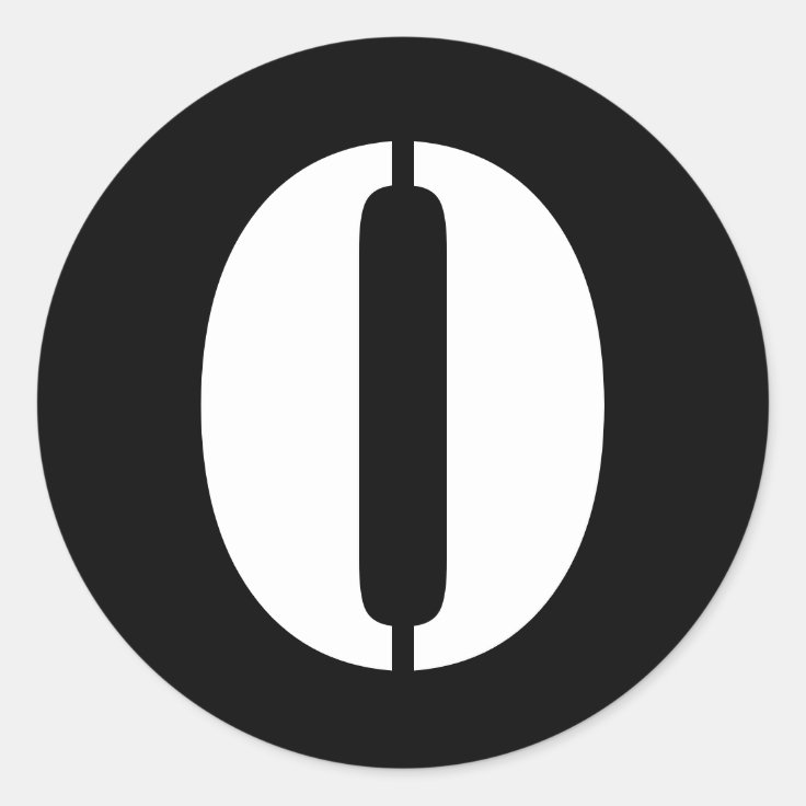 Stencil Numbers by Janz Number 0 Zero Black Classic Round Sticker | Zazzle