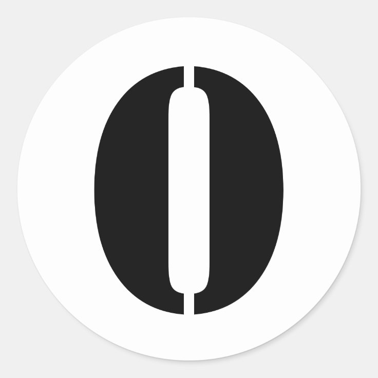 Stencil Numbers by Janz Number 0 Zero White Classic Round Sticker | Zazzle