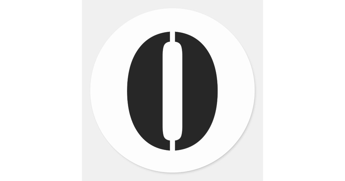 Stencil Numbers by Janz Number 0 Zero White Classic Round Sticker | Zazzle